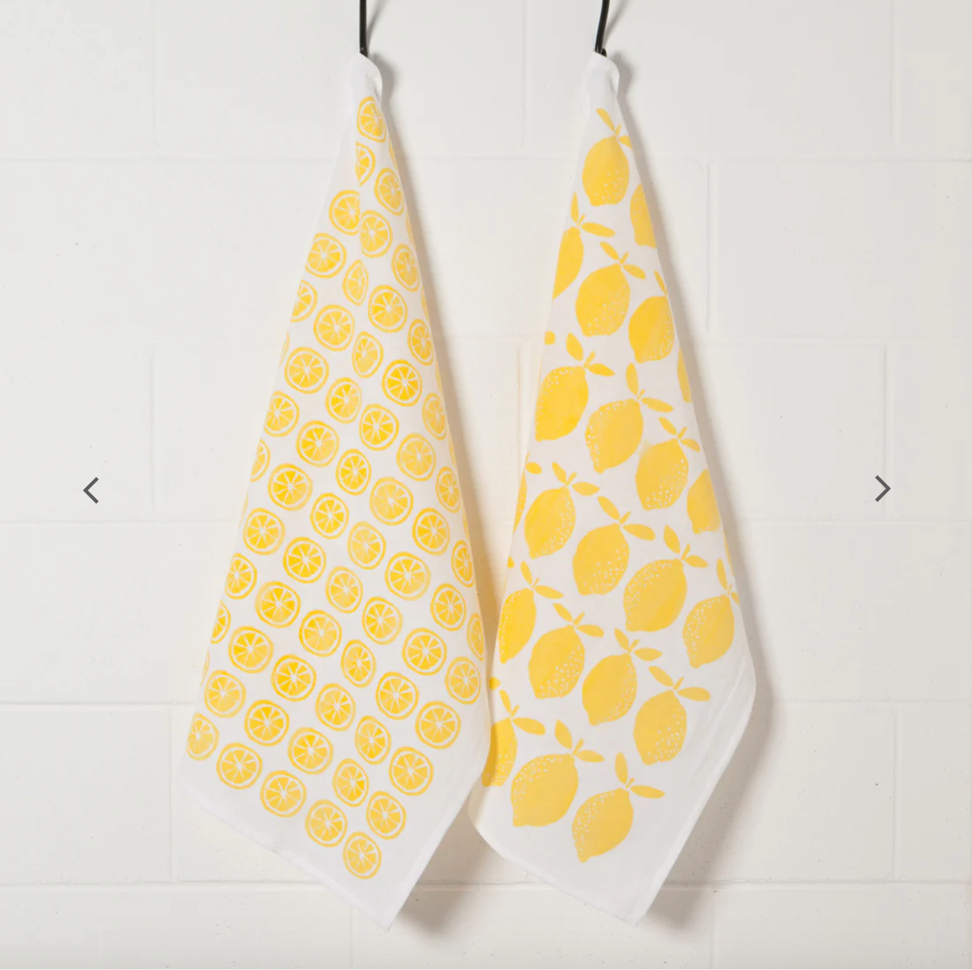 print lemon tea towels set of 2 (large) – DWN Craft Chocolatier